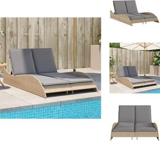 vidaXL Vidaxl - Sonnenliege mit Auflagen Beige 114x205x73 cm Poly Rattan - Sonnenliege - Gartenliege - Relax Liege - Outdoor Lounge Chair - Poolside Lounger