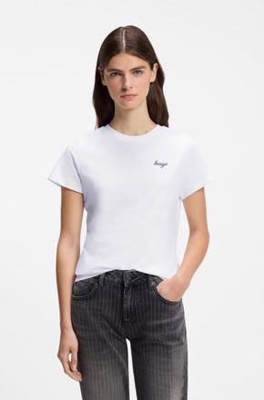 HUGO BOSS T-Shirt HUGO Damatee, Damen, Gr. XXL, wei&szlig; (wei&szlig; 100), Single Jersey, Obermaterial: 100% Baumwolle, unifarben, h&uuml;ftlang, Rundhals, abgesteppte Kante, 