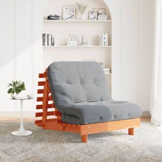 vidaXL Vidaxl - Canap&eacute;-lit futon avec matelas 80x206x11 cm bois massif de pin