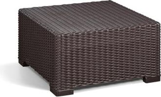 Keter Allibert by Keter California Gartentisch aus Kunststoff, Beistelltisch für Garten, Terrasse & Balkon, runde Rattanoptik, quadratisch, braun, 68 x 68 x