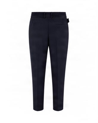 HUGO BOSS Virgin Wool Tapered Trousers - Navy