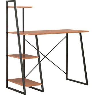 vidaXL Schreibtisch mit Regaleinheit Schwarz und Eiche 102&times;50&times;117 cm - Vidaxl