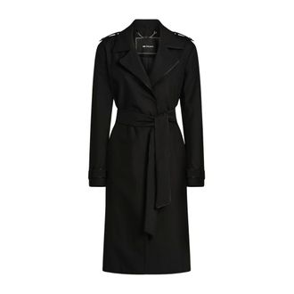 Kiton Femme, Manteaux, Noir, Taille: 36 FR Manteau Long en Satin de Soie
