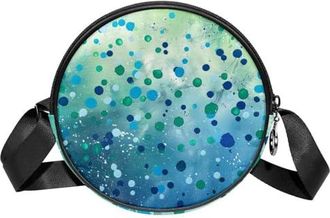 Generic Sac &agrave; bandouli&egrave;re Circle pour femme, petit sac &agrave; bandouli&egrave;re bleu vert avec fermeture &eacute;clair, bretelles r&eacute;glables, sac &agrave; main rond d&eacute;contract&eacute; pour fe