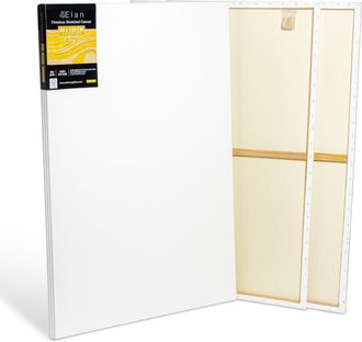 Elan Keilrahmen Leinwand 80x120 380g 3er Set, 380 G/M&sup2; 100% Baumwolle Leinwand zum Bemalen Gro&szlig;, Leinw&auml;nde f&uuml;r &Ouml;lfarben Gro&szlig;, Leinw&auml;nde zum Bemalen