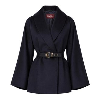 Max Mara Manteau drap&eacute; en laine Bissi - Femme - Manteaux - Bleu - Taille: 42 FR