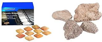 Campingaz 205636 Grill Keramik-Briketts,beige & Original Lavasteine, für Lavasteingrillgeräte, Steine zum Grillen, Grillsteine