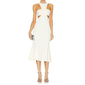 Alexander McQueen Midi Etuikleid mit Rippstrick - - Dresses - Damen - Wei&szlig; - S
