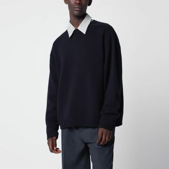 STUDIO NICHOLSON Hemyl Pullover aus dunkelmarineblauer Lammwolle