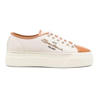 Santoni Wei&szlig;e Leder-Sneakers - - Shoes - Damen - Wei&szlig; - 38 1/2 EU