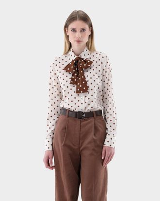 van Laack Hemdbluse mit Schluppe und Tupfen-Print