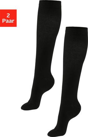 H.I.S St&uuml;tzkniestr&uuml;mpfe H.I.S, Damen, Gr. 35-38, schwarz (2x schwarz), Baumwolle, Elasthan, Polyamid, unifarben, normal, Socken, ideal auf Reisen, Topseller