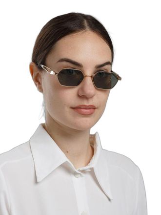 Ana Hickmann Hickmann HI3255 Metal Hexagonal Sunglasses - Gold