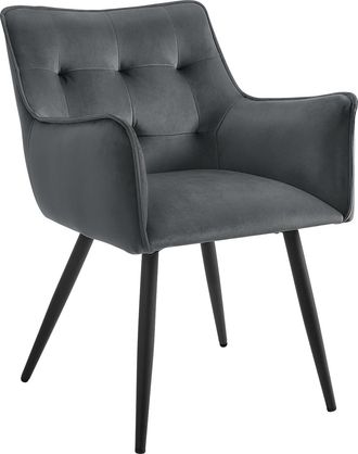 Woltu Esszimmerstuhl, Sessel, Küchenstuhl, Polsterstuhl, Stuhl mit Armlehnen Rückenlehne, Wohnzimmerstuhl mit Samtbezug, Metallbeine, für Esszimmer Küche,Du