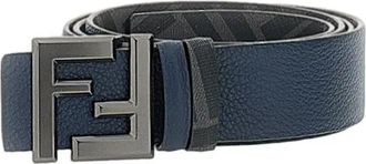 Fendi G&uuml;rtel - Reversible Leather Belt With Distinctive Ff Monogr - Gr. 100 - in Blau - f&uuml;r Damen
