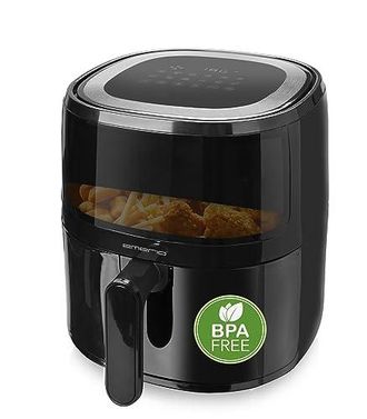 Emerio AF-129329.3 AirFryer, digitale Heißluftfritteuse mit Sichtfenster, 5 l Volumen, 1500 W, Schwarz