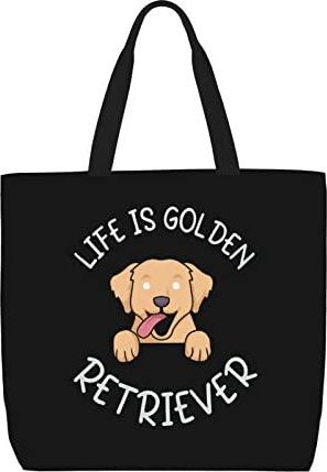 Generic Sac Fourre-Tout La Vie Est Dor&eacute;e Sac Fourre-Tout En Toile R&eacute;utilisable Pliable Sacs En Toile, Pour Shopping, Burea, Filles, &Eacute;cole