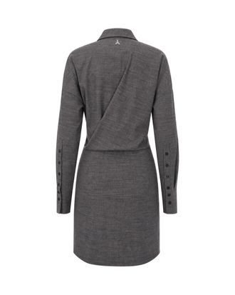Patrizia Pepe Grey Flannel Wrap Shirt Dress - Grey