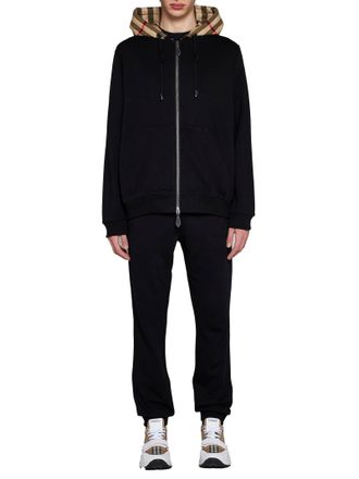 Burberry Mens Hooded Zip Sweatshirt Black Cotton Sweatshirts Sweater