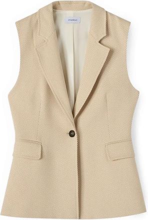 Motivi Femme, Vestes, Beige, Taille: 40 FR Gilet en tissu teint fil &agrave; rayures