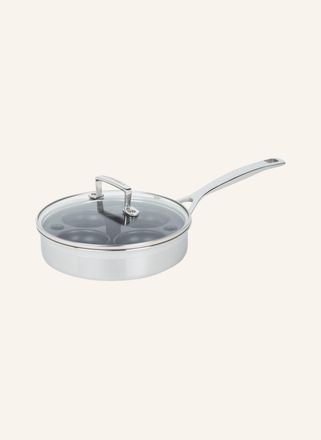 LE CREUSET Saut&eacute;-Pfanne 3-Ply Mit Pochiereinsatz Und Glasdeckel silber