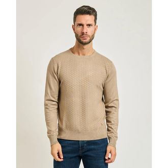 Yes-Zee YES Zee, Homme, Pulls, Beige, Taille: S Pull ras du cou avec broderie