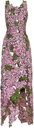 Oscar De La Renta robe mi-longue brodée à sequins - Rose