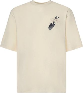 Jacquemus Homme, Tops, Beige, Taille: 2XL T-Shirt Col Rond