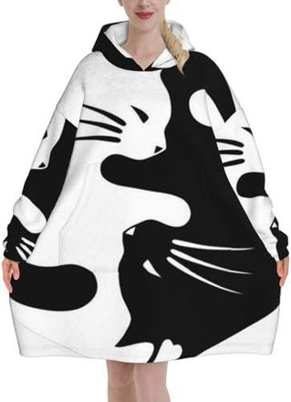 Generic Sweat &agrave; capuche Yin Yang pour femmes et hommes adultes surdimensionn&eacute;s pour une couverture douce et chaude