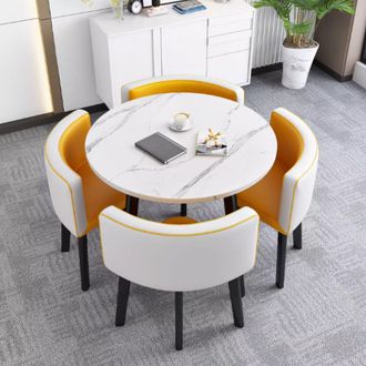 Generic Runder Esstisch (35,4 Zoll) f&uuml;r 4 Personen, Moderne Mehrzweck-Konferenz- und K&uuml;chenm&ouml;bel, stilvoller runder Tisch mit 4 St&uuml;hlen f&uuml;r Essen, Empfang und