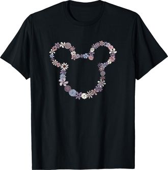 Disney Mickey & Friends Mickey-Umriss mit Blumenmotiv T-Shirt