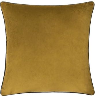 furn. Meridian Kissen mit Federf&uuml;llung - Luxuri&ouml;ses Dekokissen aus Samt mit Kontrastpaspelierung (Moos/Holzkohle - 45x45cm)