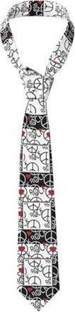 Generic Cravate Symbole De Paix Hard Rock Noir Et Blanc Abstrait Classique Necktie Fine Cravates Homme Pour Mariage L&Eacute;cole Accessoires