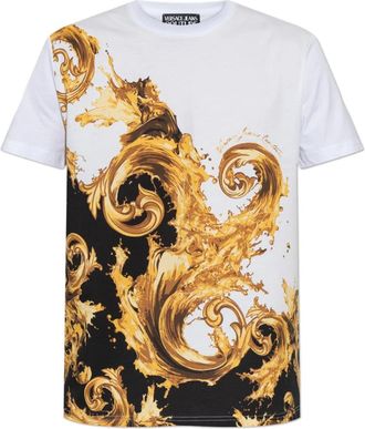 Versace Jeans Couture Homme, Tops, Blanc, Taille: M T-shirt avec imprim&eacute; Barocco