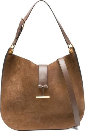 Tom Ford Femme, Sacs, Brun, Taille: ONE Size Borsa grande a tracolla firma T