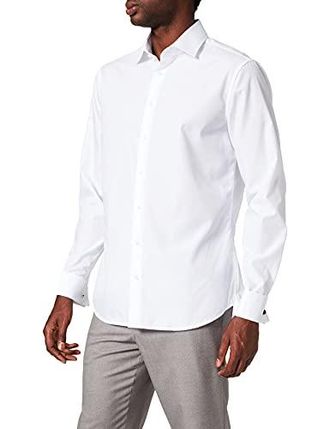 Seidensticker Chemise business Seidensticker pour homme - Coupe ajustée - Infroissable - Col Kent - Manches longues - Poignets à revers - 100 % coton
