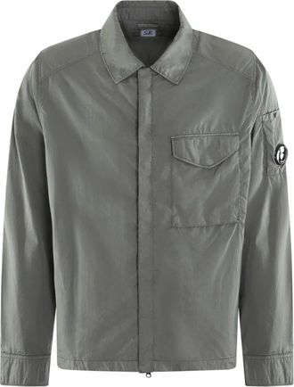 C.P. Company C.p. Company, Homme, Vestes, Vert, Taille: XL Chrome-R Lens Zipped Overshirt