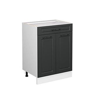 Vicco Meuble Cuisine R-Line, Anthracite Campagne/Blanc, 60 cm avec tiroir, sans Plan de Travail