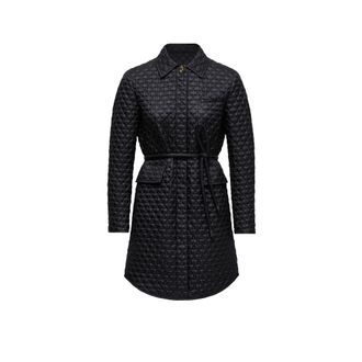 Moncler Moncler Raissac Geometric-quilted Long Down Jacket, Women, Black, Size: 0