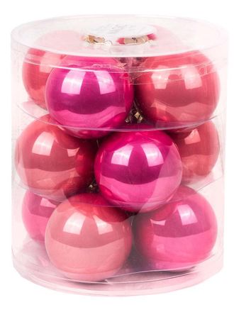 Inges Christmas Decor Magic Weihnachtskugeln Glas 8cm 12 STK. Christbaumkugeln (Candy Shop Pink)
