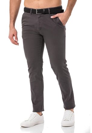 Red Bridge Herren Chino-Hose mit Gürtel Bequeme Freizeit- und Businesshose Anthrazit W32 L32