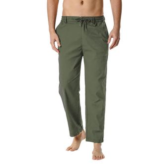 Generic Leinenhose Herren, Sommerhose Leicht, Stoffhose Herrenhose Mit Gummizug, Musselin Baggy Linen Pants Men Luftig High Waist Yogahose Mit Taschen Elegant