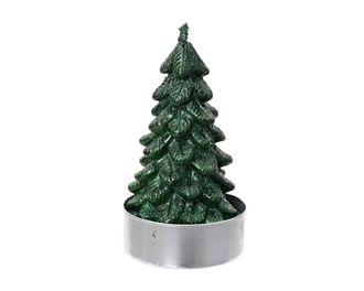Kaemingk Teelichter Kerzen Paraffin 7cm Tannenbaum Form 4er Set - Adventskerzen für den Teelicht Adventskranz - Tischkerzen Dekokerzen - Tischdeko & Weihnachts