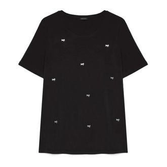 Fiorella Rubino Femme, Tops, Noir, Taille: 44 FR T-shirt en coton avec charm libellule