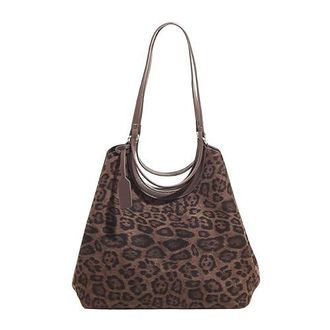 Generic Sac &agrave; bandouli&egrave;re r&eacute;tro en daim synth&eacute;tique imprim&eacute; l&eacute;opard gu&eacute;pard Grand sac fourre-tout pour filles femmes cadeaux danniversaire, Vert, 360.00x320.0