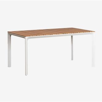 Sklum Sklum - Table de jardin rectangulaire 160x90 cm en aluminium et bois de teck Katiana Blanc