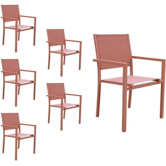 Happy Garden Happy Garden - Lot de 6 chaises en aluminium terracotta - textil&egrave;ne terracotta