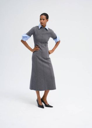 Mango Robe midi &eacute;vas&eacute;e gris chin&eacute; moyen - Femme - XS - MANGO