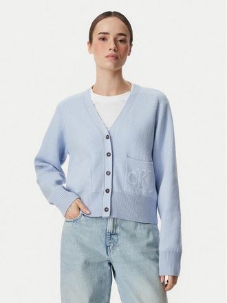 Calvin Klein Jeans Strickjacke LV044H327G Hellblau Regular Fit
