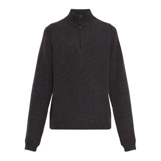 Sease Kaschmir-Pullover mit halbem Rei&szlig;verschluss - - Knitwear - Herren - Braun - XL